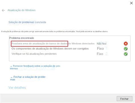 Como corrigir Foi detectado um possível erro de banco de dados de atualização do Windows