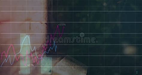 Graph Lines And Bar Chart Animation Over Blurred Outdoor Background Stock Video Video Of