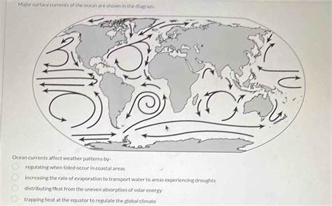 Solved Major Surface Currents Of The Ocean Are Shown In The Diagram Ocean Currents Affect