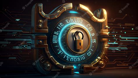Premium Photo Cyber Security Concept Shield Digital Lock Generative Ai