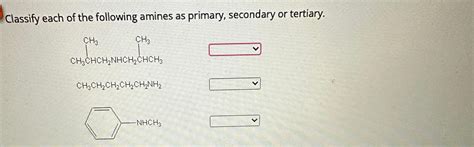 Solved Classify Each Of The Following Amines As Primary