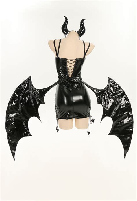 Evil Succubus Style Sexy Costume Gothic Lingerie Outfit Black Pu