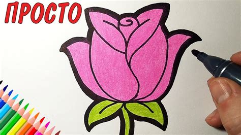 Как просто нарисовать РОЗУ Рисунки для детей и начинающих Drawings