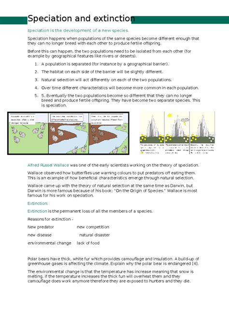 Speciation And Extinction Speciation And Extinction Speciation Is The