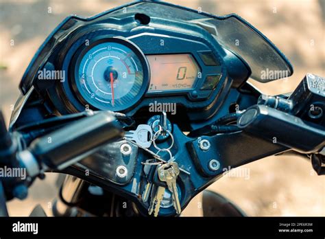 Close Up Of Motorcycle Dashboard View Of Modern Motorcycle Control