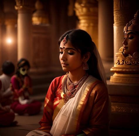 Mujeres Indias Con Joyas Tradicionales Haciendo Pooja Foto Premium