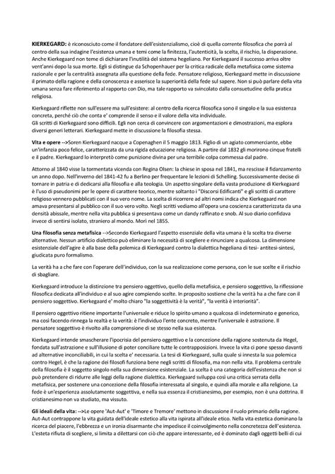 Kierkegard Riassunti Libro Appunti Presi In Classe Meisterdenker