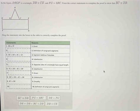 Solved In The Figure DEGF Is A Rectangle Overline DB Overline CE