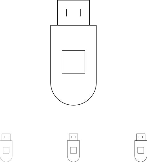 Usb Storage Data Bold And Thin Black Line Icon Set 19170907 Vector Art