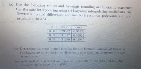 solved 1 a use the following values and five digit