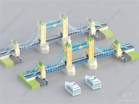 现代卡通大桥3d模型下载【id1140129172】知末3d模型网