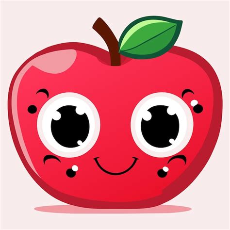 빨간 사과 손으로 그린 만화 스티커 아이콘 개념 고립 된 그림 프리미엄 Ai 생성 벡터