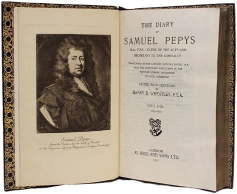 Pepys Samuel The Diary Of Samuel Pepys 1659 1669 8 Volumes Bound In