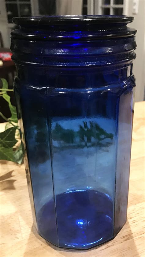 Blue Glass Canister Cobalt Blue With Lid Jar Tall Storage Container