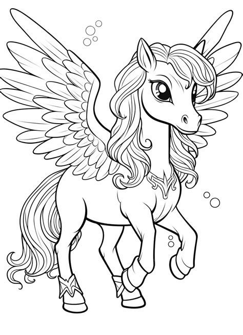 Un Coloriage Dune Licorne Avec Des Ailes Et Une Couronne Générative Ai