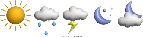 3d 날씨 아이콘만화 날씨 예보선태양 달 스톡 일러스트 2199271355 Shutterstock