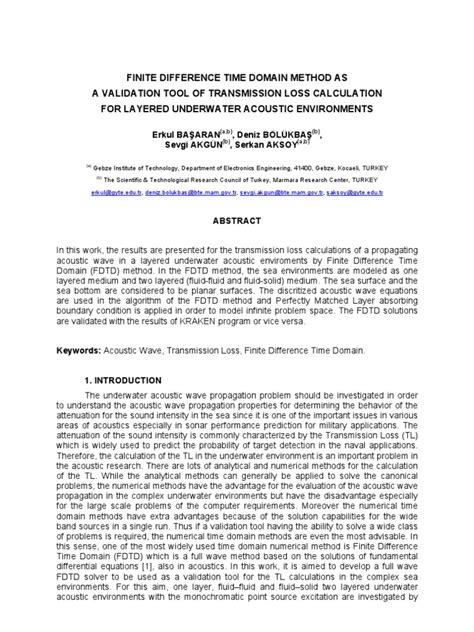 2008 Fdtd As A Validation Tool Of Transmission Loss Calculation Pdf Numerical Analysis
