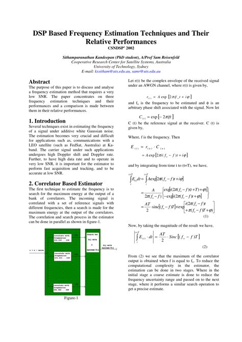 Pdf Dsp Based Frequency Estimation Techniques And Their Relative
