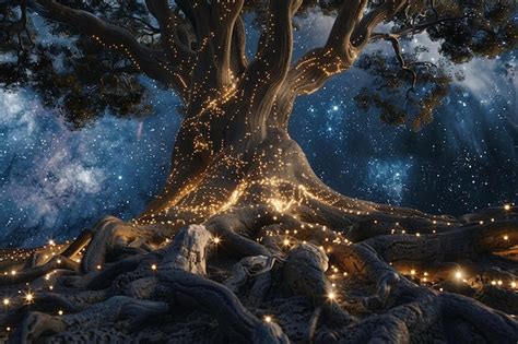 Premium Photo Ancient Tree With Roots Forming Constellations Oct
