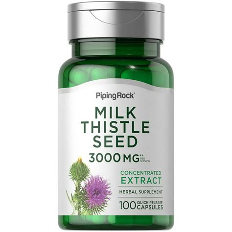 Milk Thistle Capsules 3000mg 100 Count Herbal Extract Supplement