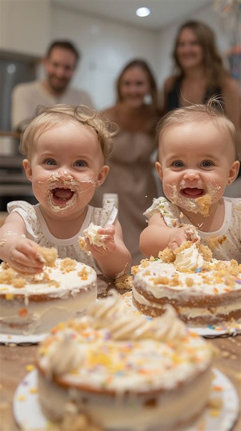 Free Twins Enjoying Cake Photo Twins Cake Celebration Download At