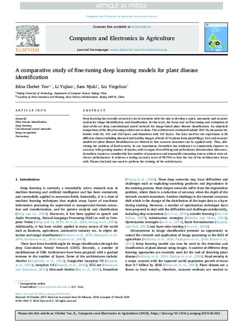 Pdf A Comparative Study Of Fine Tuning Deep Learning Models For Plant