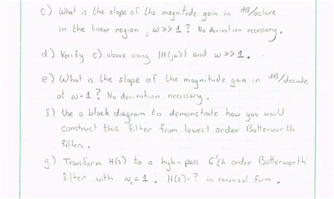 Solved 1 A Sixth Order Low Pass Butterworth Filter With A