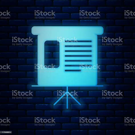 發光霓虹燈演示金融業務板與圖形時程表圖表圖表資訊圖圓形圖圖示隔離在磚牆背景 向量插圖向量圖形及更多企業圖片 企業 信息圖形 商務