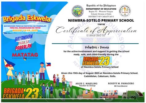 Brigada Eskwela Certificate Pdf