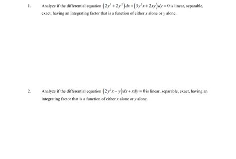 Solved Analyze If The Differential Equation