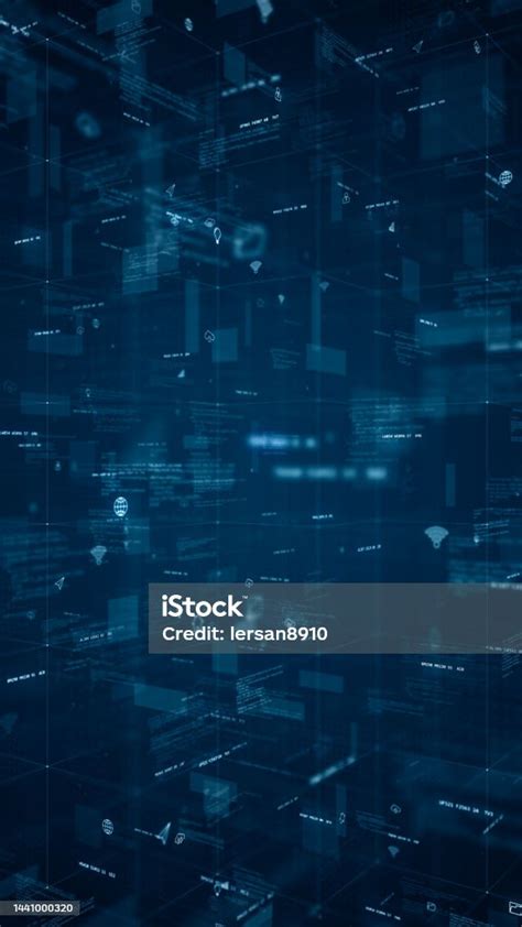 파란색 디지털 사이버 공간 및 기술 아이콘 미래 기술 추상 배경 개념에 대한 프로그램 코드 부상 테크놀로지에 대한 스톡 사진 및 기타 이미지 Istock