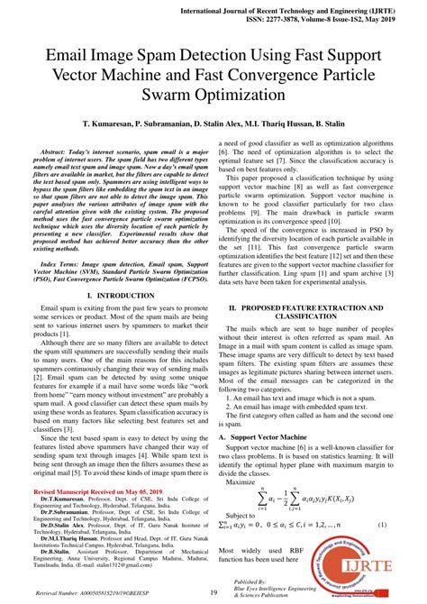 Pdf Email Image Spam Detection Using Fast Support Vector Machine And