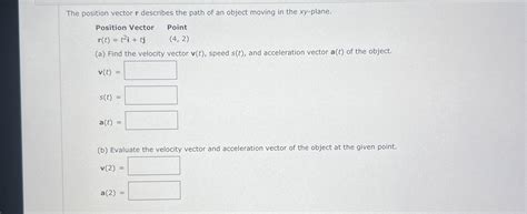 Solved The Position Vector R Describes The Path Of An Chegg