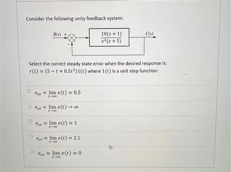 Solved Consider The Following Unity Feedback System R S Chegg