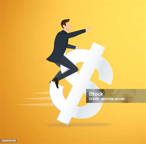 남자 승마 달러 아이콘 벡터입니다 비즈니스 컨셉 일러스트레이션 성공으로 가는 길 개념에 대한 스톡 벡터 아트 및 기타 이미지 개념 개발 거리 Istock