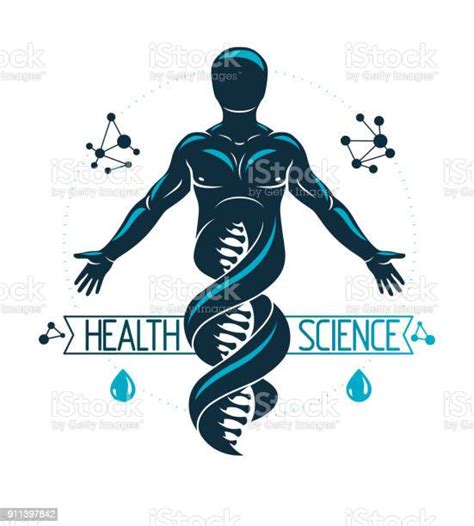 벡터 일러스트 레이 션의 인간 선수 Dna 기호 연속으로 묘사 하 고 와이어 연결을 사용 하 여 만든 생명 공학 및 유전학