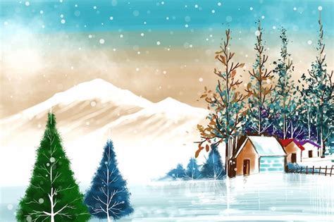 Free Vector Christmas Winter Scenery Of Cold Weather And Frost