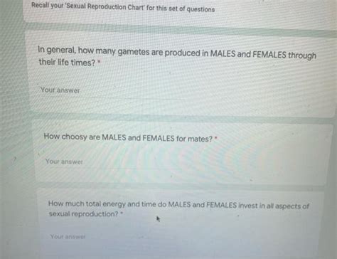 Solved Recall Your Sexual Reproduction Chart For This Set Chegg Com