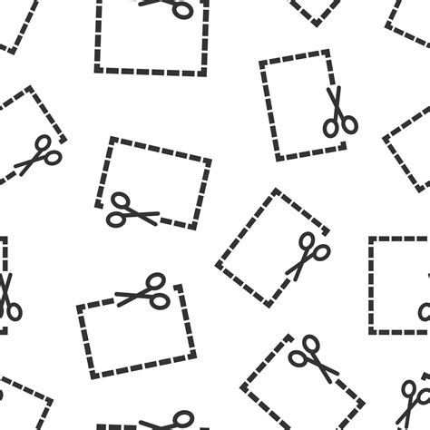 Coupon Cut Lines Icon In Flat Style Scissors Snip Sign Vector