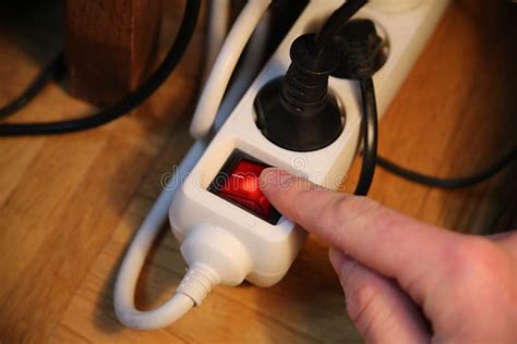 Turn Off The Button On Power Connector To Save On Electricity Stock Photo Image Of Savings