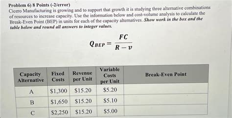 solved problem 6 8 points 2 error cicero manufacturing