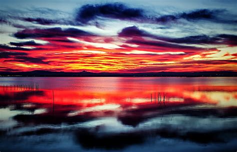 Sunlight Landscape Sunset Sea Reflection Sky Clouds Sunrise