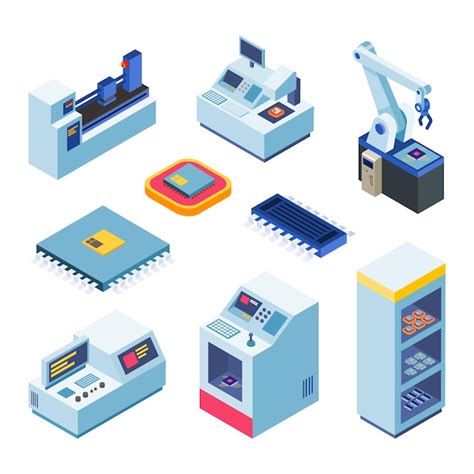 Premium Vector Semiconductor Production Isometric Icons