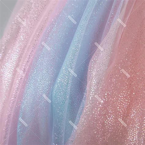 Iridescent Fluorescence Dot Glued Illusion Mesh Fabric Oneyard