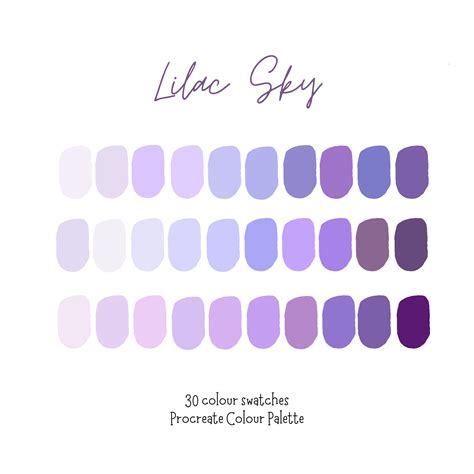 Lilac Sky Procreate Color Palette Procreate 30 Color Swatches Ipad