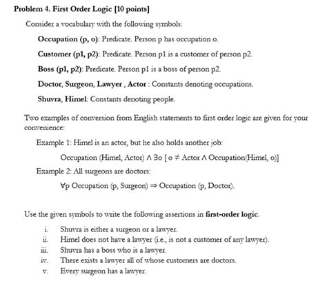 Solved Problem First Order Logic Points Consider A Chegg Com