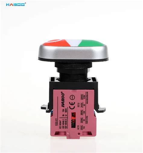 Double Push 22mm Double Button Two Position Reset Button Switch With LED Push 24V 22mm Double