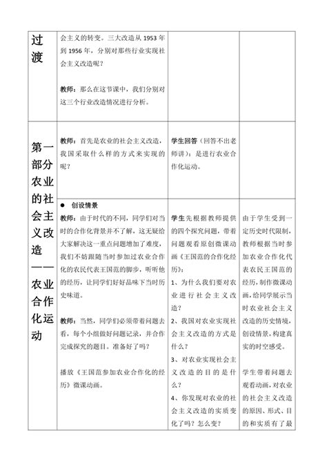 第5课 三大改造 教案表格式 21世纪教育网 二一教育