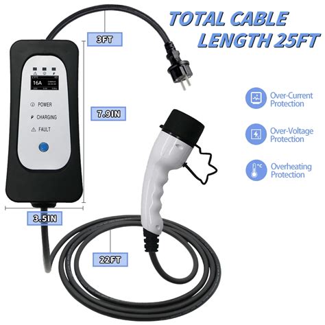 Cargador EV 16A 3 6KW Tipo 2 Enchufe Modo 2 Hogar EVSE EV Cargador De