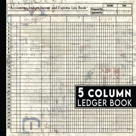 5 Column Accounting Ledger Log Book Texture Old Paper